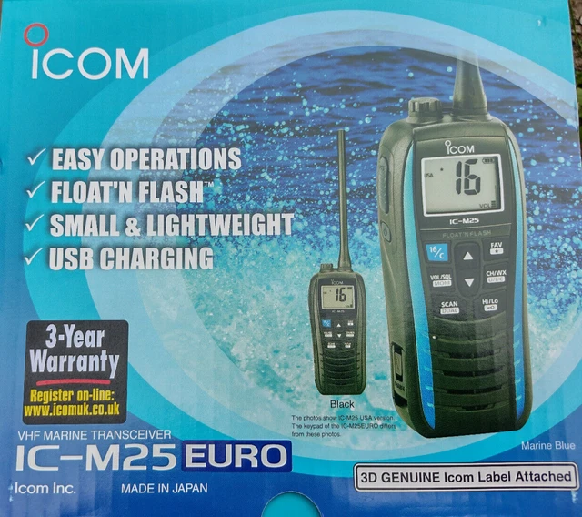 ICOM IC-M25 EURO - Handheld Marine VHF Radio - UK Version - Black £179. ...