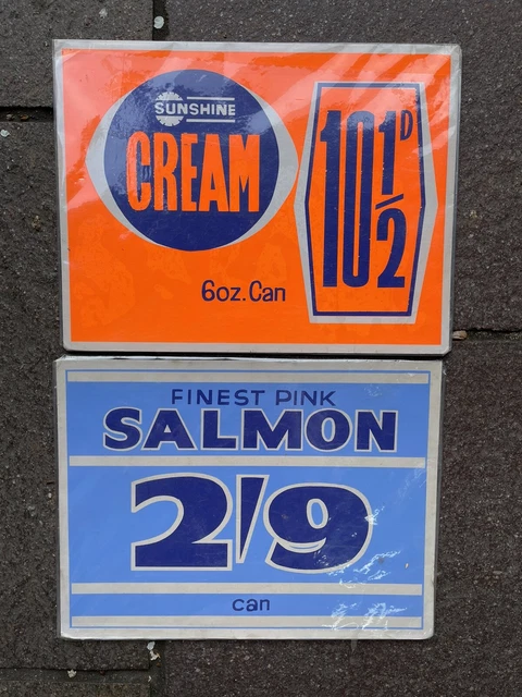 VINTAGE RETRO 1960S Supermarket Shop Groceries Cardboard Signs £30.00 ...