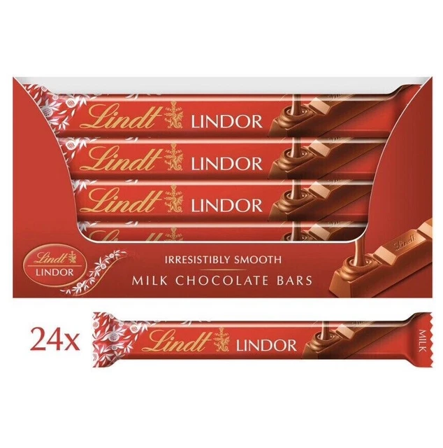 LINDT LINDOR MILK Chocolate Bar 38g X 24 Bars - Full Box - New £18.90 ...
