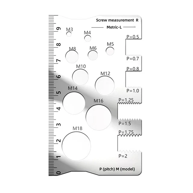 THREAD PITCH GAUGE Measurement Ruler For Screw Space Saving Measuring ...