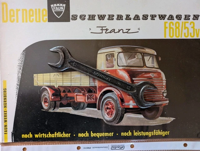 PROSPEKT FAUN SCHWERLASTWAGEN 'FRANZ F68/53v' , Original 50 er Jahre ...
