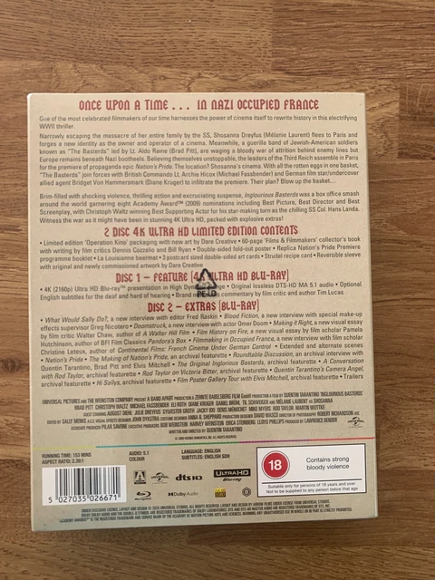 INGLORIOUS BASTERDS 4K limited edition ULTRA HD Blu Ray sealed UHD UK ...