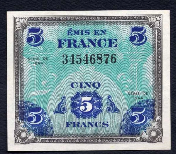 FRANCE, P-115A, 5 FRANCS, 1944, UNC, AMC EUR 10,01 - PicClick FR
