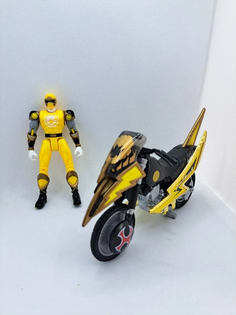 2002 BANDAI POWER Rangers Ninja Storm Figure & Bike Yellow Wind Ranger ...