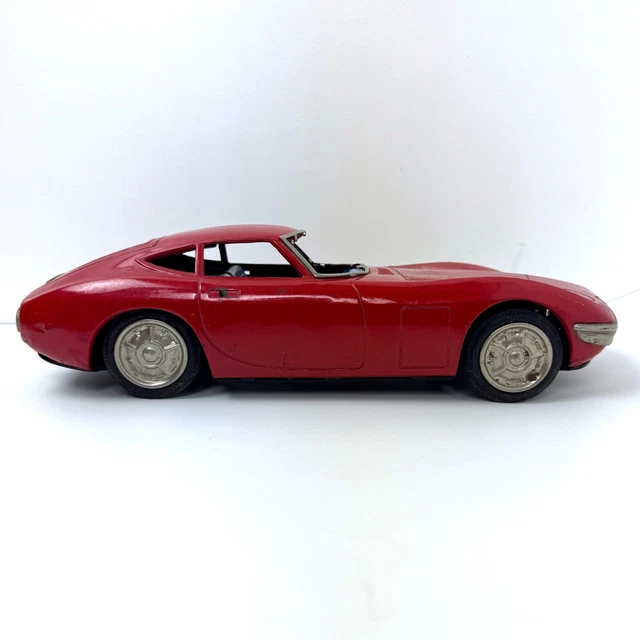 TOYOTA 2000GT FRICTION Drive Tin Toy Car Red Vintage ATC 14.5" Large ...