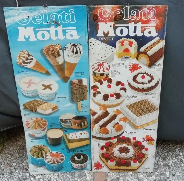 GELATI MOTTA 70 80 tabelle insegna cartello torte latta prezzi lire ...