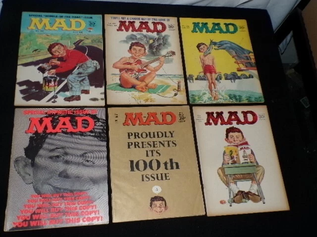 6 OLD 1960S MAD MAGAZINE COMIC BOOK MAGAZINES #96 -101 Alfred E Neuman ...