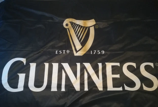 EXTRA LARGE OFFICIAL Guinness Harp Branded Flag - 5 ft x 3 ft - Brand ...