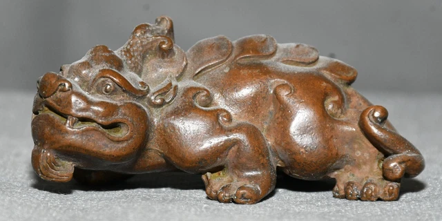 7.5CM OLD Pure Bronze PiXiu Phylactery Guardian Statue Statue du ...