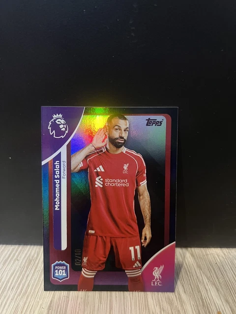 TOPPS PREMIER LEAGUE 2025-26 Mohamed Salah Liverpool /10 black numbered ...