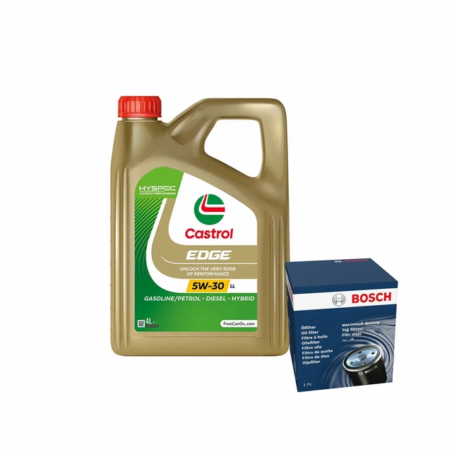 CASTROL EDGE LONG Life 5W30 Engine Oil 4L Bosch Oil Filter Service Kit ...