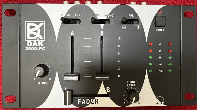 DAK 2800-PC STEREO Phono/Line Preamp Cross Fade DJ Mixer no Power cord ...