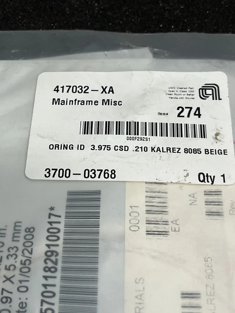 ORING AMAT 3700-03768 Id3.975 Csd.210 Kalrez 8085 Beige EUR 165,80 ...