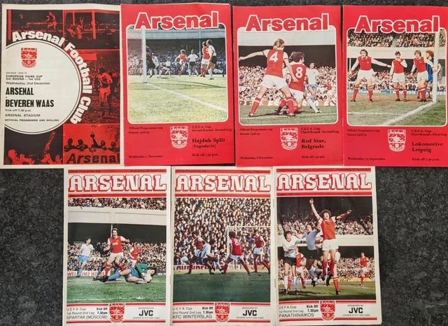 COLLECTION OF ARSENAL European competition programmes from 1970-1982 £2 ...