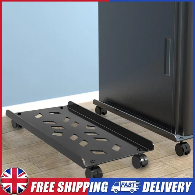 MOBILE CPU STAND with Caster Wheels Steel PC Floor Cart Office Desk ...
