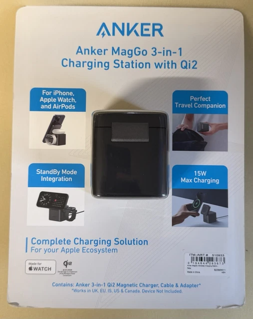 ANKER MAGGO 3-IN-1 Portable Charging Station with Qi2 | Travel Adapters ...