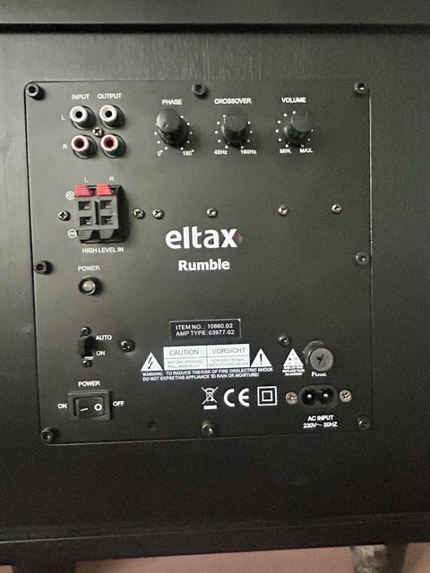 ELTAX RUMBLE SUBWOOFER Speaker Enclosure Inputs Black Wood Dust Scuffs ...