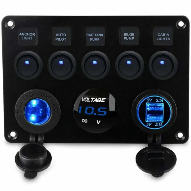 12V LED CONTROL Switch Panel Camper Van Motorhome 5 Gang V/W T5 Car ...