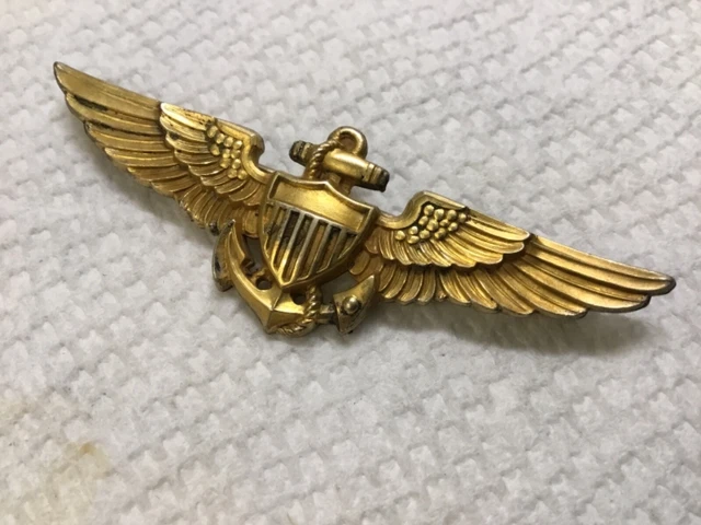ORIGINAL WW2 US Navy Pilot Wings Sterling 1/20 10K Gold Filled Sterling ...