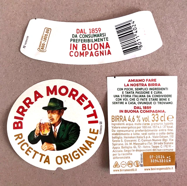BIERETIKETT - BEERLABEL , MORETTI Ricetta Originale aus Italien #385 ...