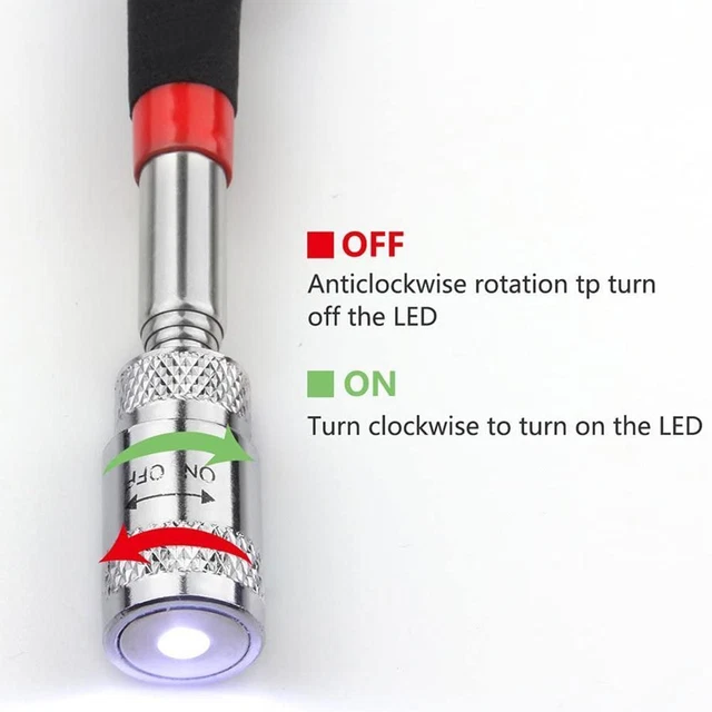 TELESCOPIC MAGNETIC LED Light Pen Pick Up Bolt Magnet P9B5 Rod_HOT U9K7 ...