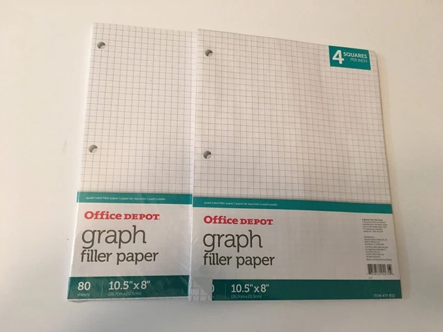 GRAPH FILLER PAPER 4x4 Ruled 2 Pack of 80 Sheets Each $23.99 - PicClick