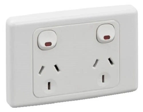 CLIPSAL 2000-SERIES TWIN SWITCHED SOCKET 2-Pole 10A 250V Shutters ...