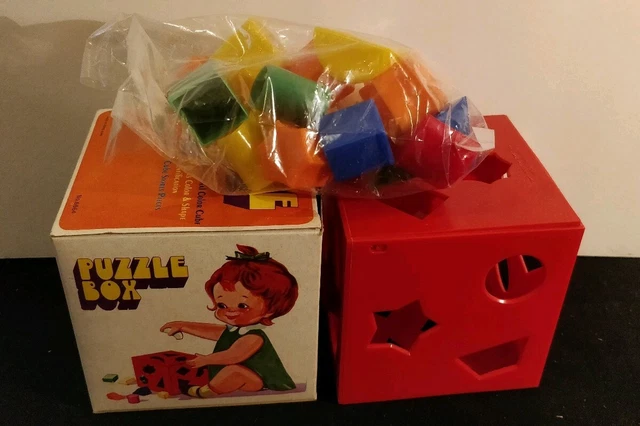 VINTAGE PUZZLE BOX educational color cube teaches color&shape ...