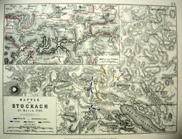 THE BATTLE OF Stockach 1799- Antique Battle Map 1875 £24.00 - PicClick UK