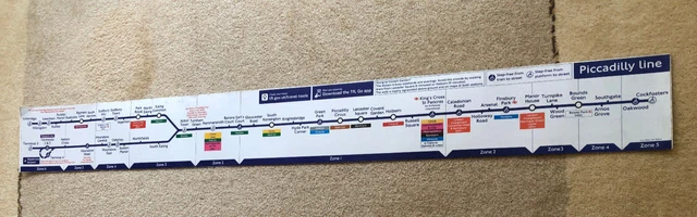 PICCADILLY LINE LONDON Underground original Tube diagram carriage map ...
