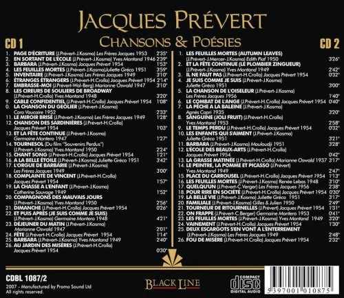 JACQUES PRÉVERT CHANSONS Et Poésies (CD) EUR 13,61 - PicClick FR