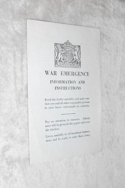 WW2 HOMEFRONT. WAR Emergency Information & Instructions. Original 1939 ...