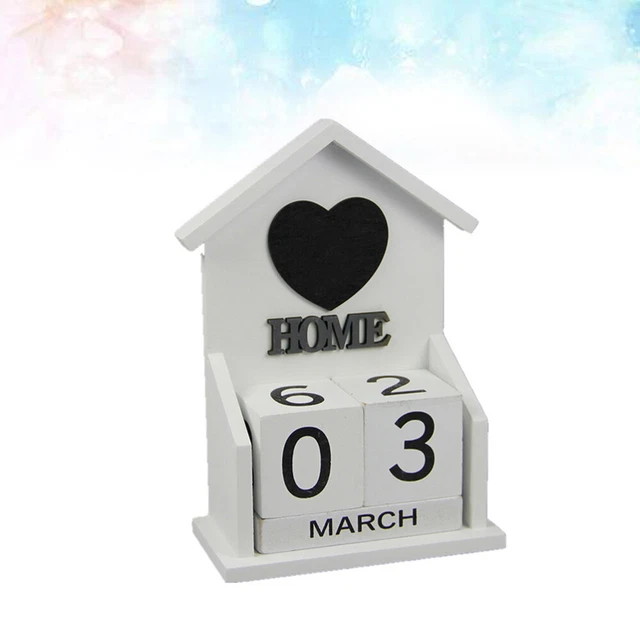 WOOD BLOCK CALENDAR Wedding Signs Wooden Daily Desk Office Sweet House ...