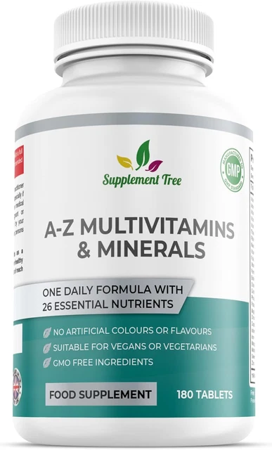 A-Z MULTIVITAMINS AND Minerals Tablets - 180 Vegan Multivitamin Tablets ...