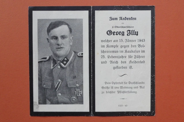WW2 GERMAN DEATH Card Sterbebild Waffen-SS EK1 & 2 Sergeant 1943 ...