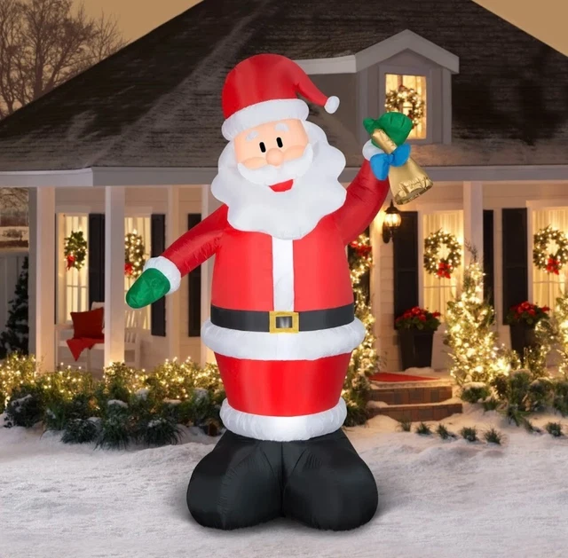 GEMMY 10' AIRBLOWN Inflatable Giant Santa with Golden Bell Indoor ...