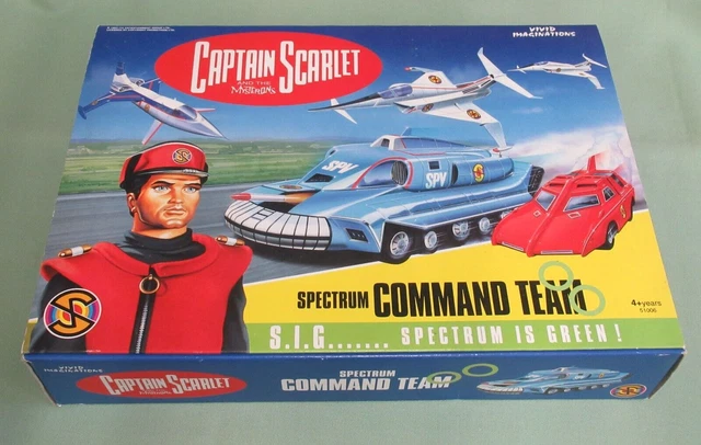 VINTAGE CAPTAIN SCARLET SPECTRUM COMMAND TEAM Boxed with 5 vehicles ...
