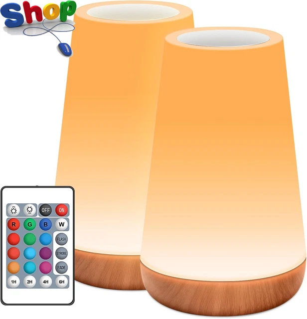 NIGHT LIGHT 2 Pack, LED Touch Bedside Table Lamp, 2500Mah Rechargeable ...