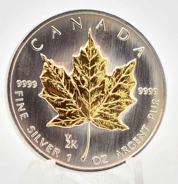 1 OZ SILBER Maple Leaf Canada Privy Millenium Y2K 1999 gilded EUR 59,00 ...