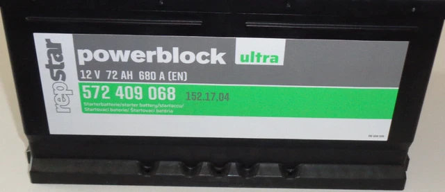 REPSTAR 72 AH PKW startbereit Powerblock Ultra Starterbatterie 12V ...