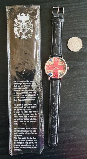 LARGE UNION JACK Dial Eiger Quartz Strap Watch Unisex NEW Working £6.50 ...
