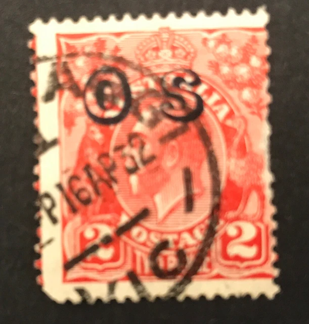 1932 2D GOLDEN scarlet King George V Used Stamp with OS Overprint $4.50 ...