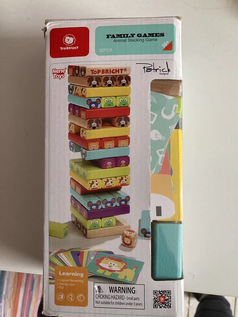 TOPBRIGHT ANIMAL TUMBLING Tower Stacking Game - Kids Wooden Blocks ...