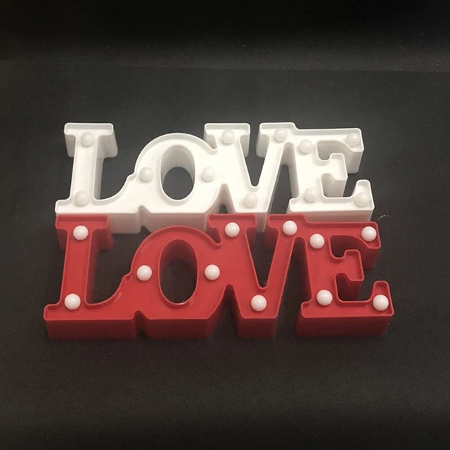 LED NEON SIGN LOVE Letter Shaped Modeling Lamp Decorative Night Light ...