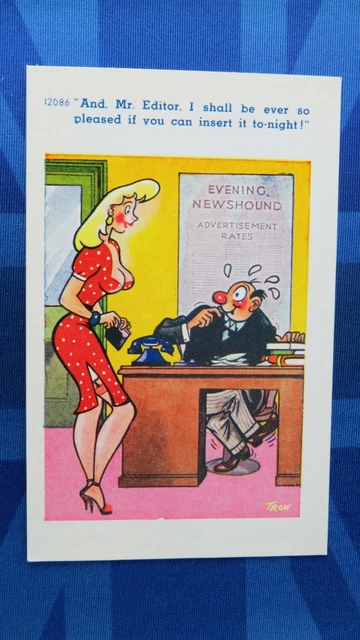 Risque Comic Postcard 1950s Boobs Nylons Stockings Voyeur Garter Belt