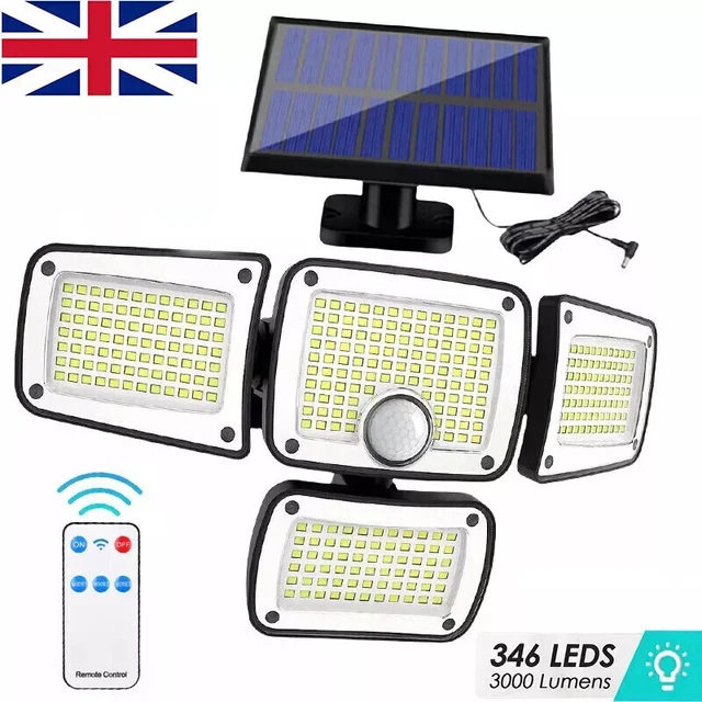 SOLAR POWER LED Wall Light Security Outdoor Garden Flood Lamp PIR Motion Sensor £23.52 - PicClick UK
