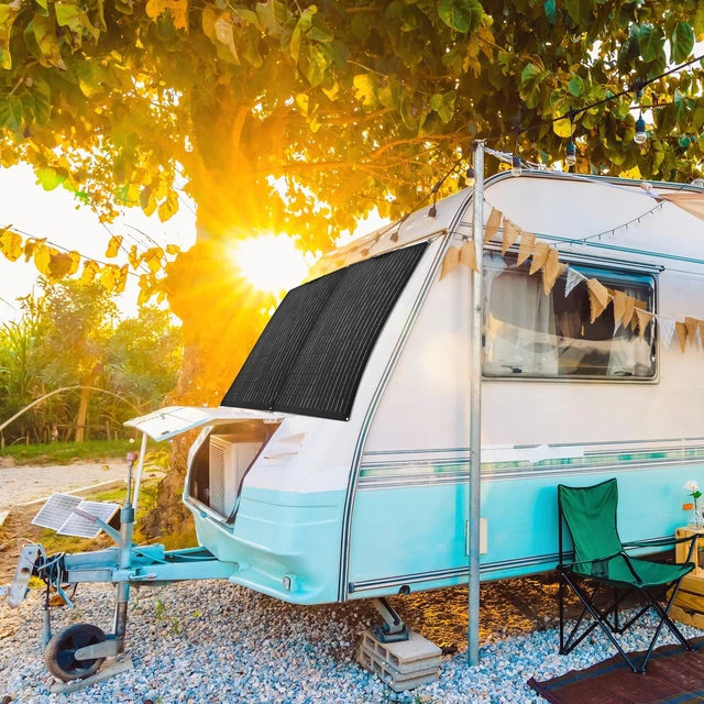 12V 500W BLACK Solar Panel Mono Flexible Battery Caravan Camping ...