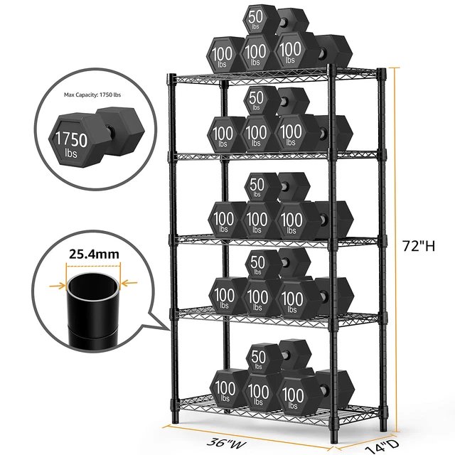 5-TIER METAL WIRE Rack Shelving Unit Adjustable Heavy Duty Storage 14"x ...