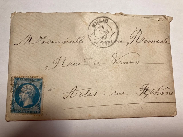LETTRE MILLAU / ARLES sur Rhône: 31/12/1867. Gabrielle REMACLE à sa ...