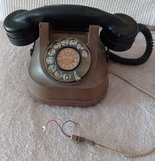 VINTAGE ROTARY dial telephone metal case plastic handle for restoration ...